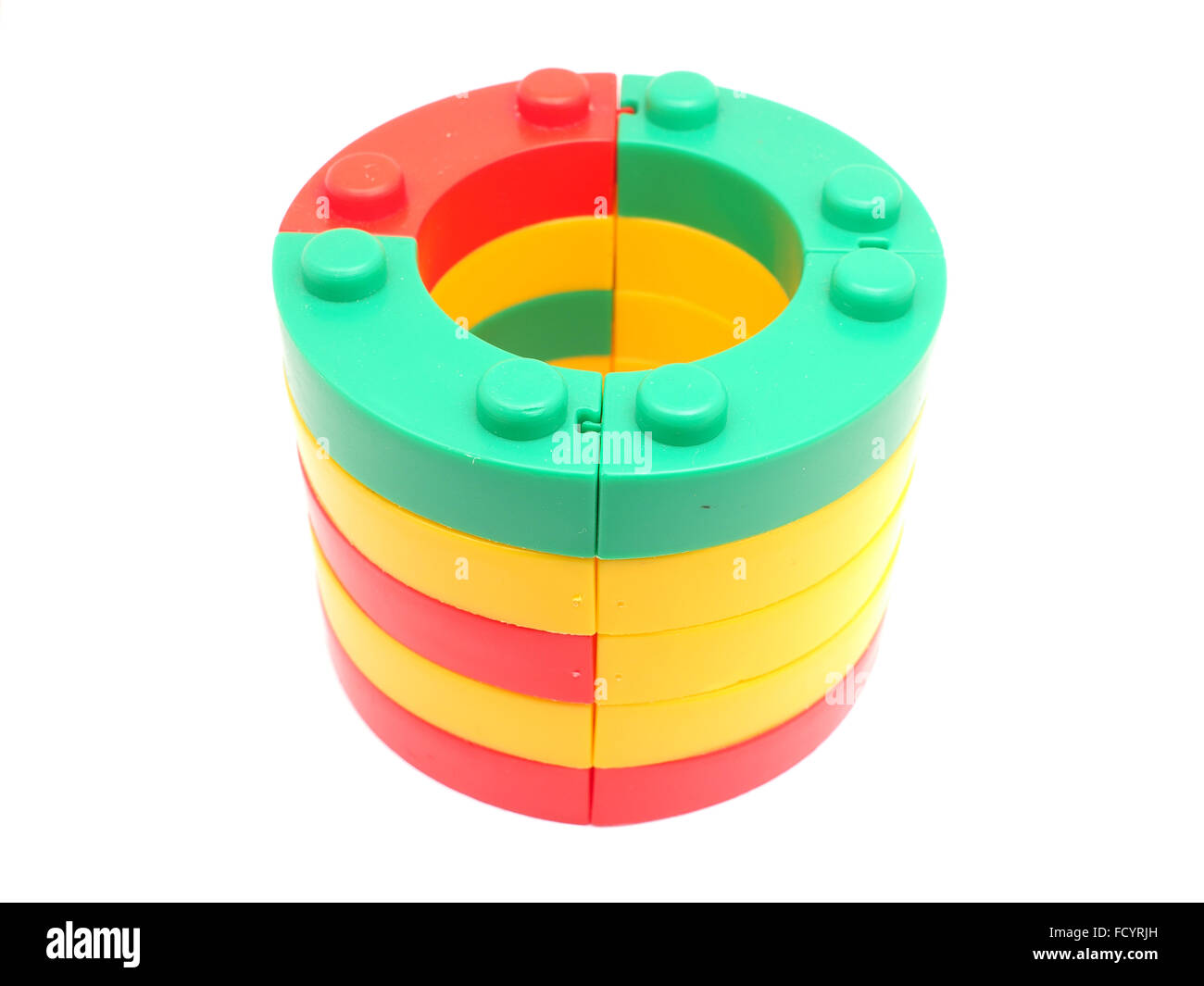 Toy colorful plastic blocks isolated on white background Stock Photo ...