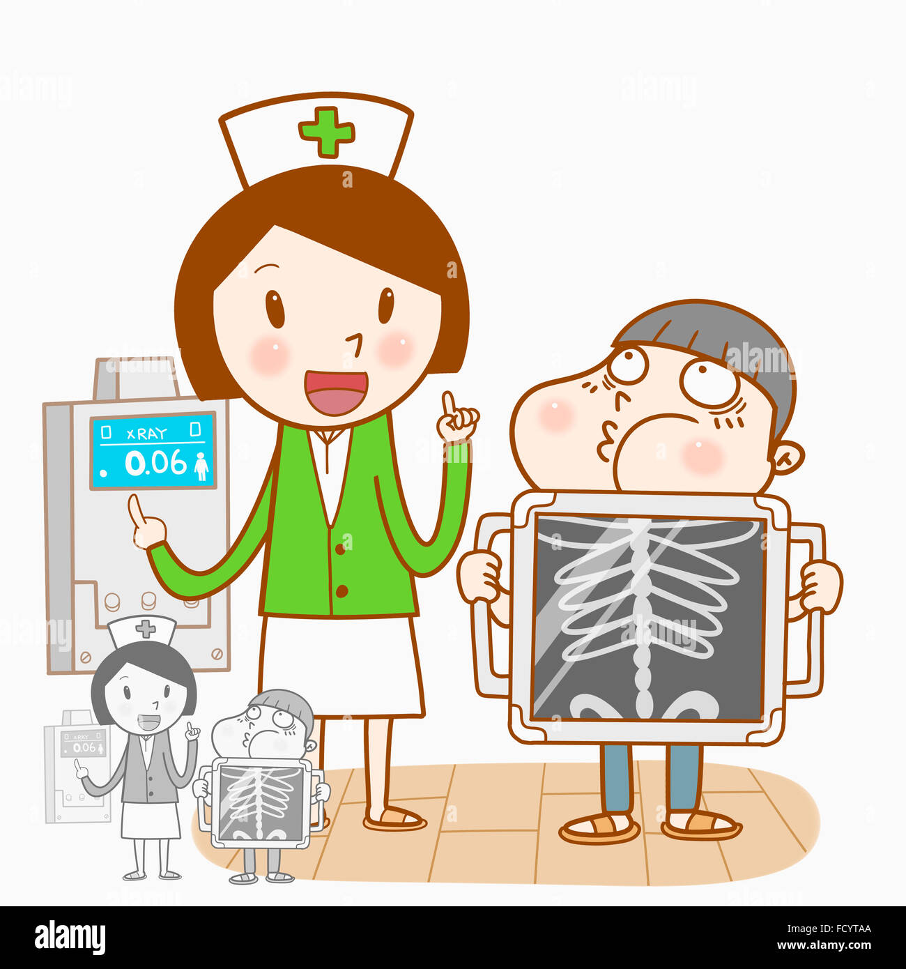 Nurse taking a boy's X-ray Stock Photo - Alamy