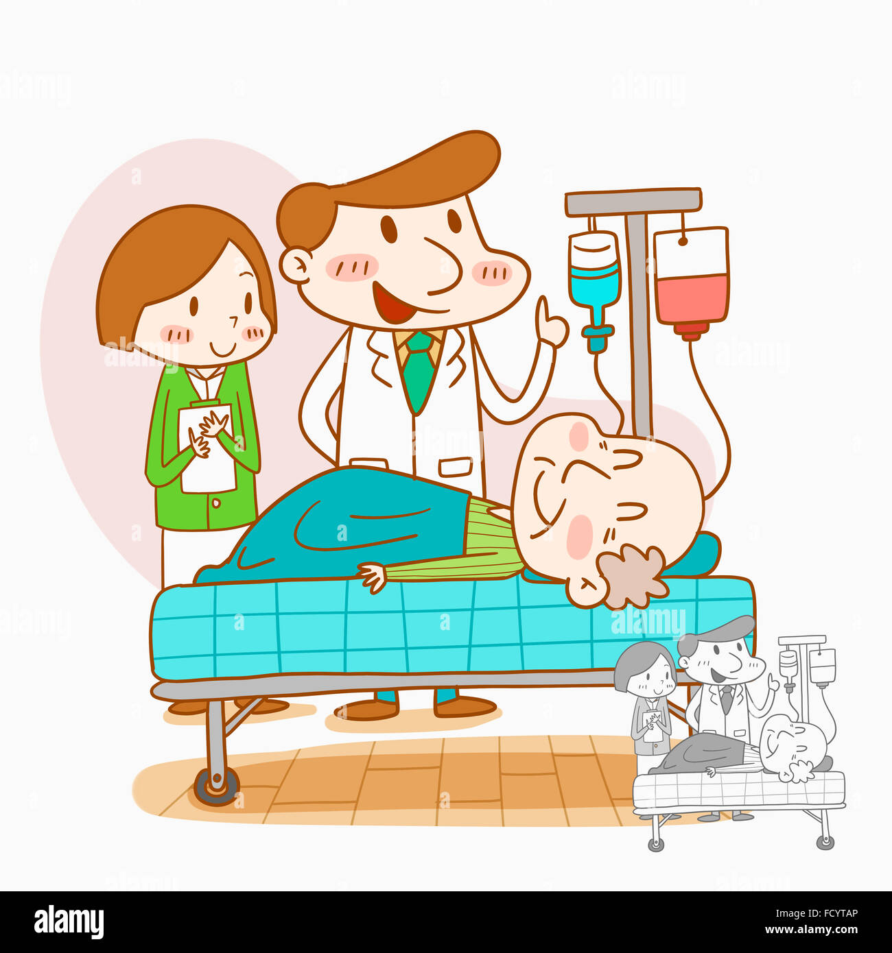 Female nurse male patient bed Cut Out Stock Images & Pictures - Alamy