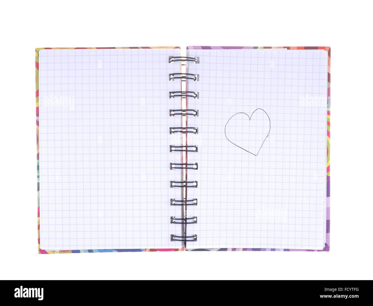 Open notebook on white background Stock Photo - Alamy