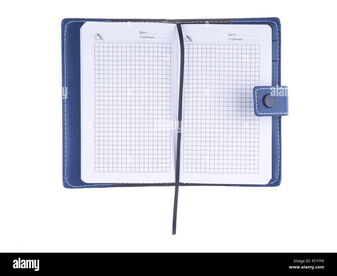 Open notebook on white background Stock Photo - Alamy