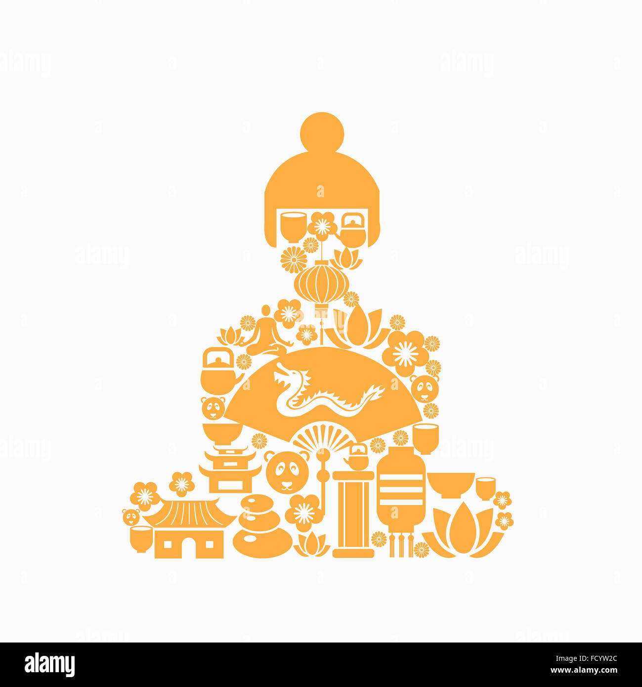Buddha made of small icons about traditional Chinese culture Stock ...