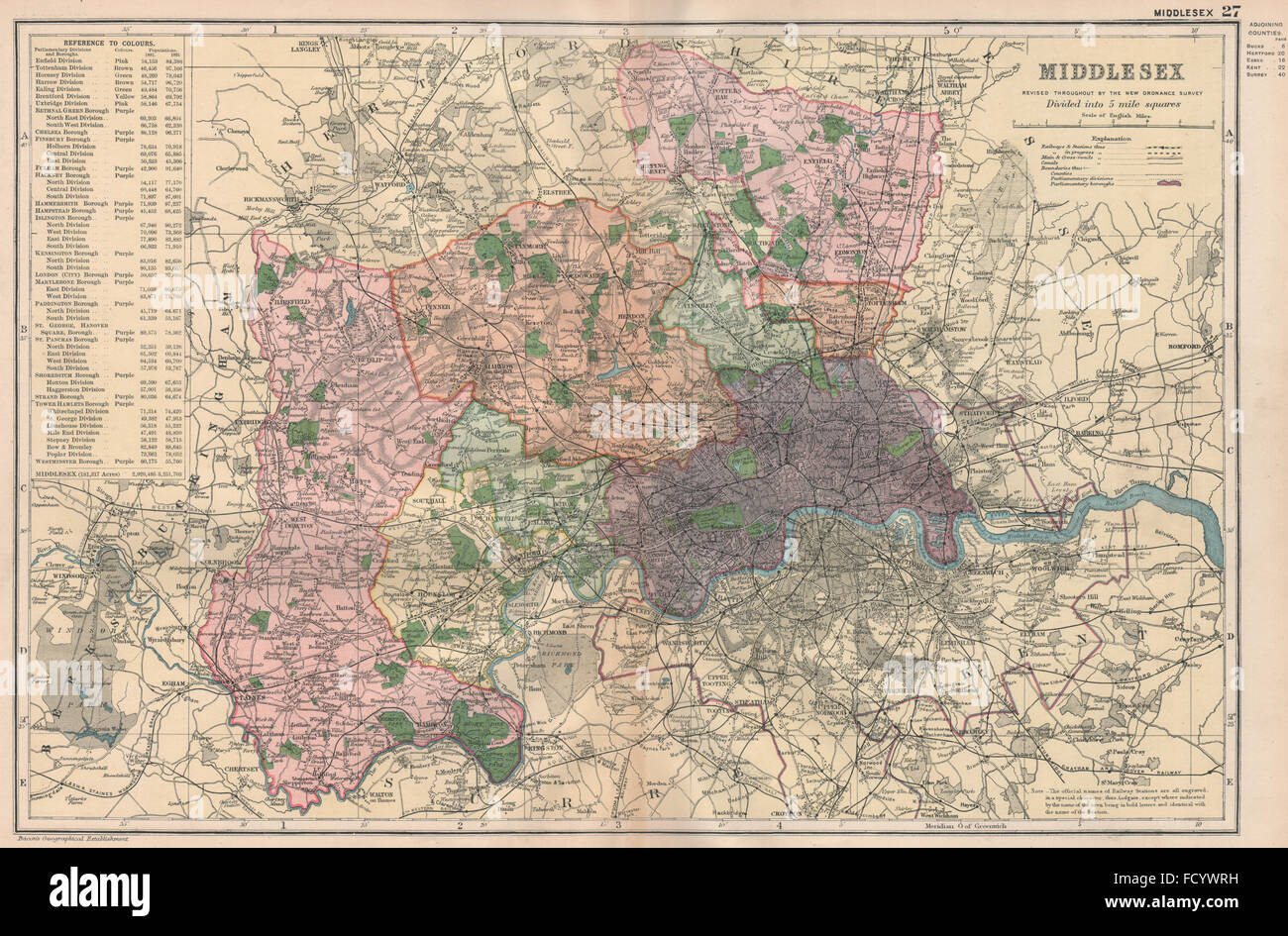 MIDDLESEX:Showing Parliamentary divisions,boroughs & parks.London.BACON ...