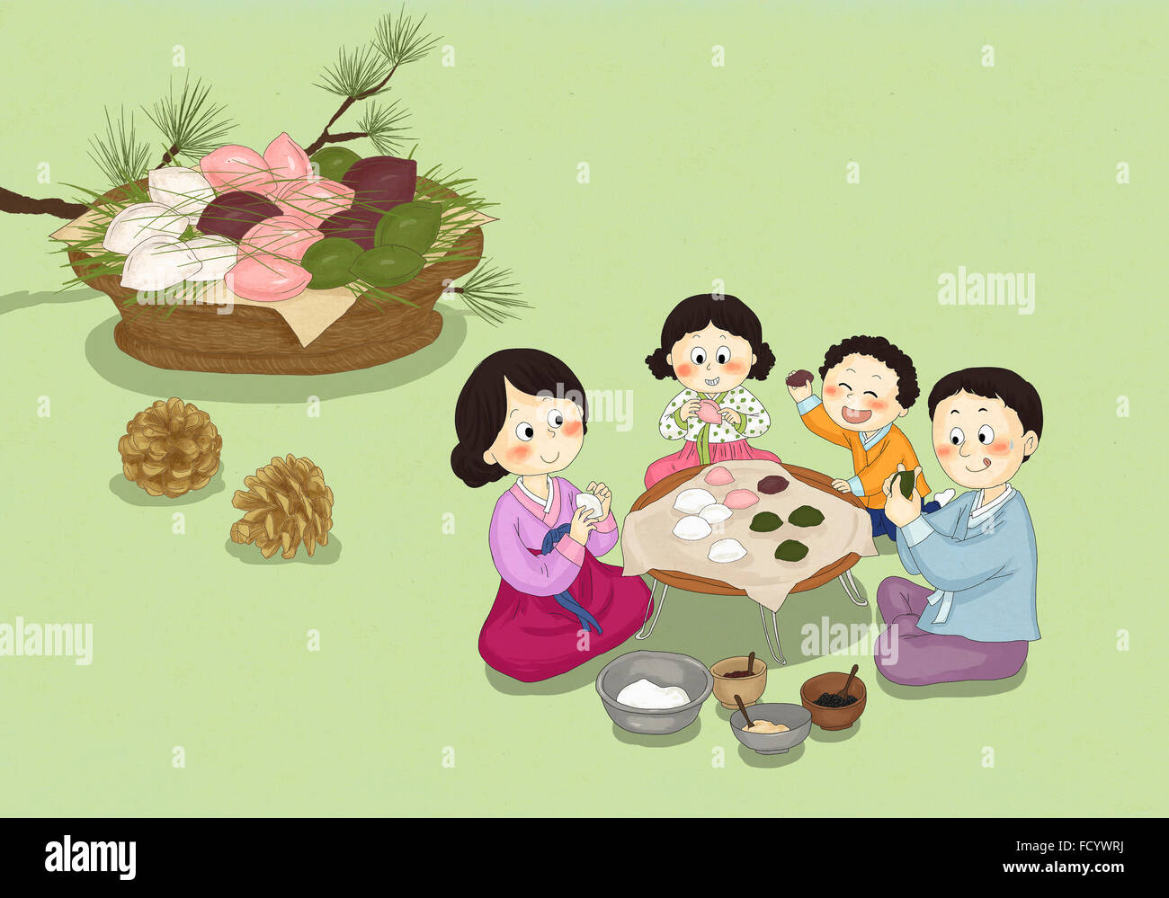 Korean family make rice cake hi-res stock photography and images - Alamy