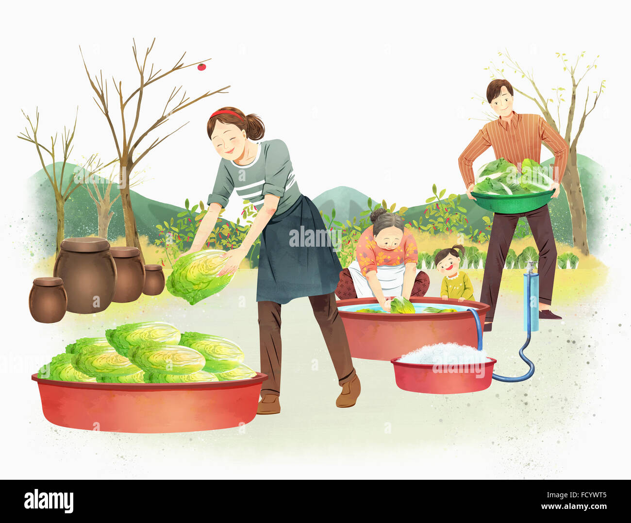 Family making gimchi together Stock Photo - Alamy