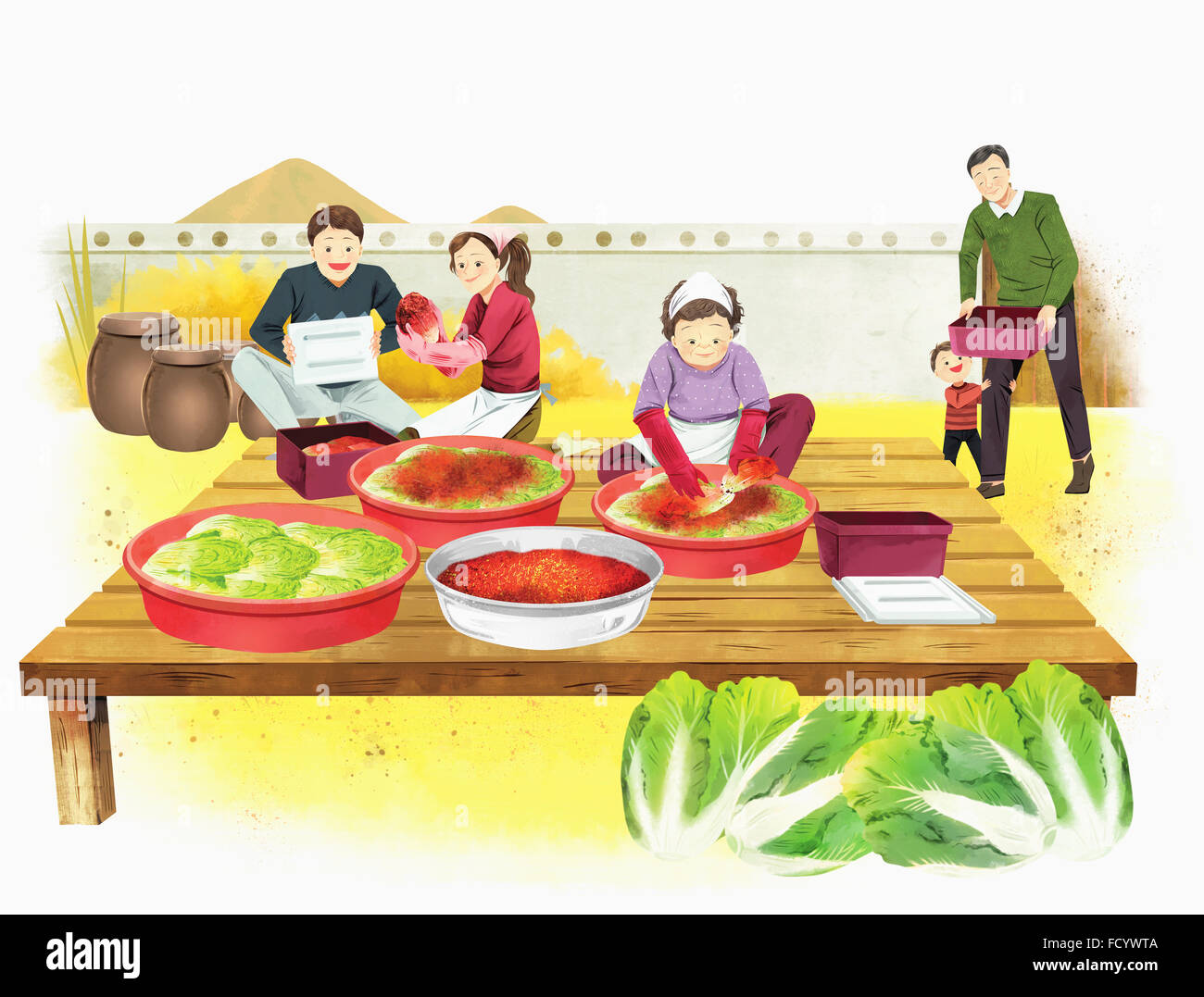 Family making gimchi together Stock Photo - Alamy
