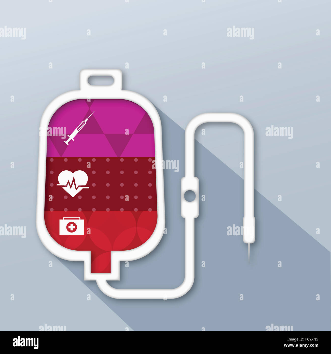 Infographic illustration of blood bag with icons related to hospital ...