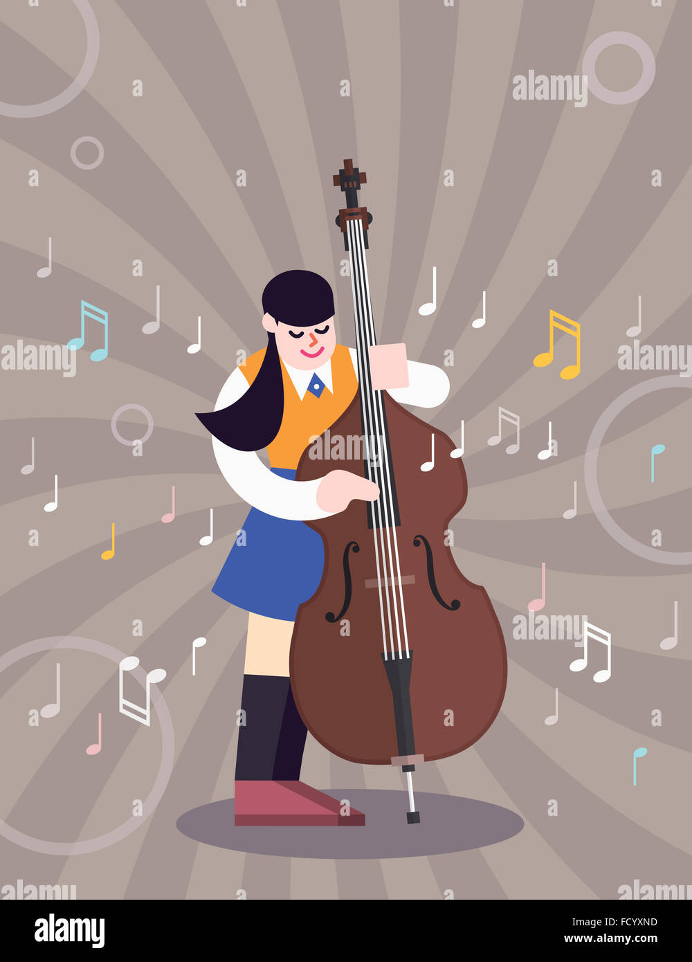 School girl playing a contrabass Stock Photo - Alamy