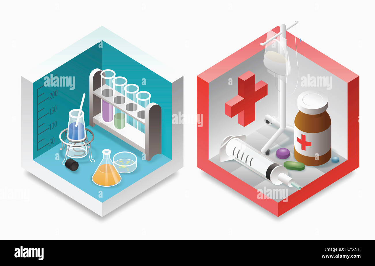 3D illustrations of objects for science experiment and objects for ...