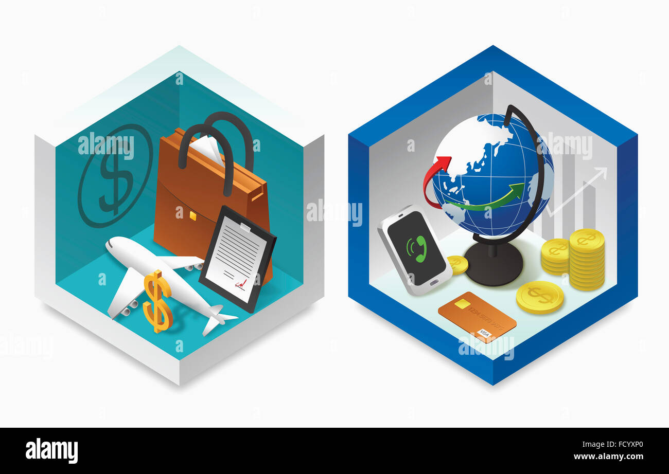 3D illustrations of objects for global business and finance Stock Photo ...