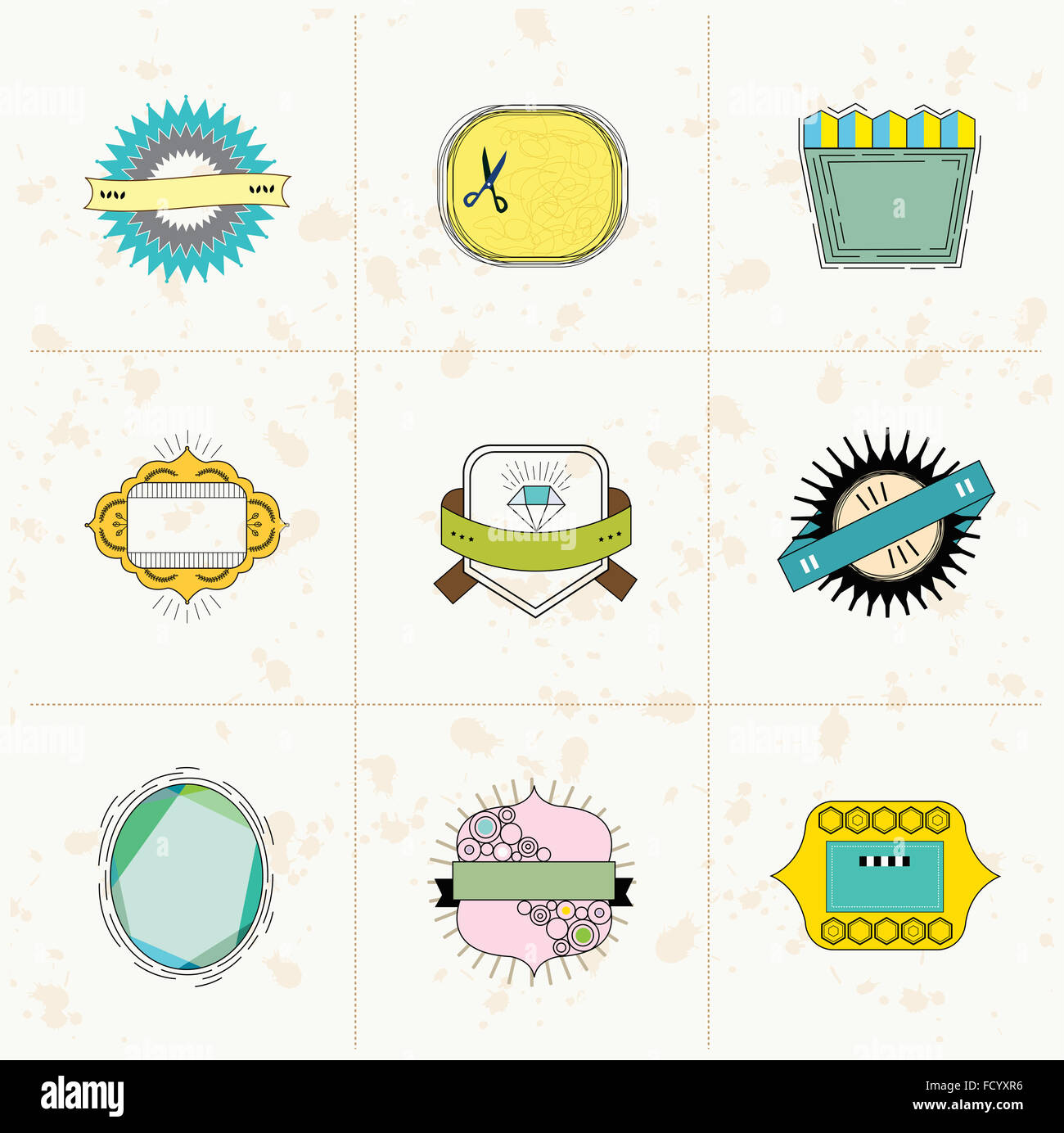 Icon set of various labels Stock Photo - Alamy