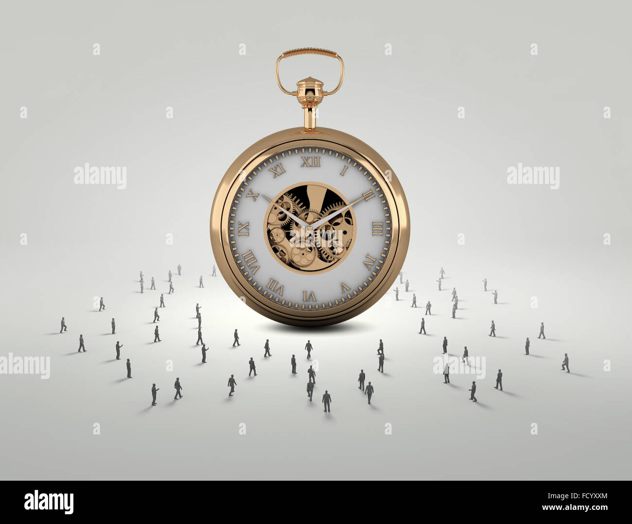Big old-style pocket watch and many businesspeople around Stock Photo ...