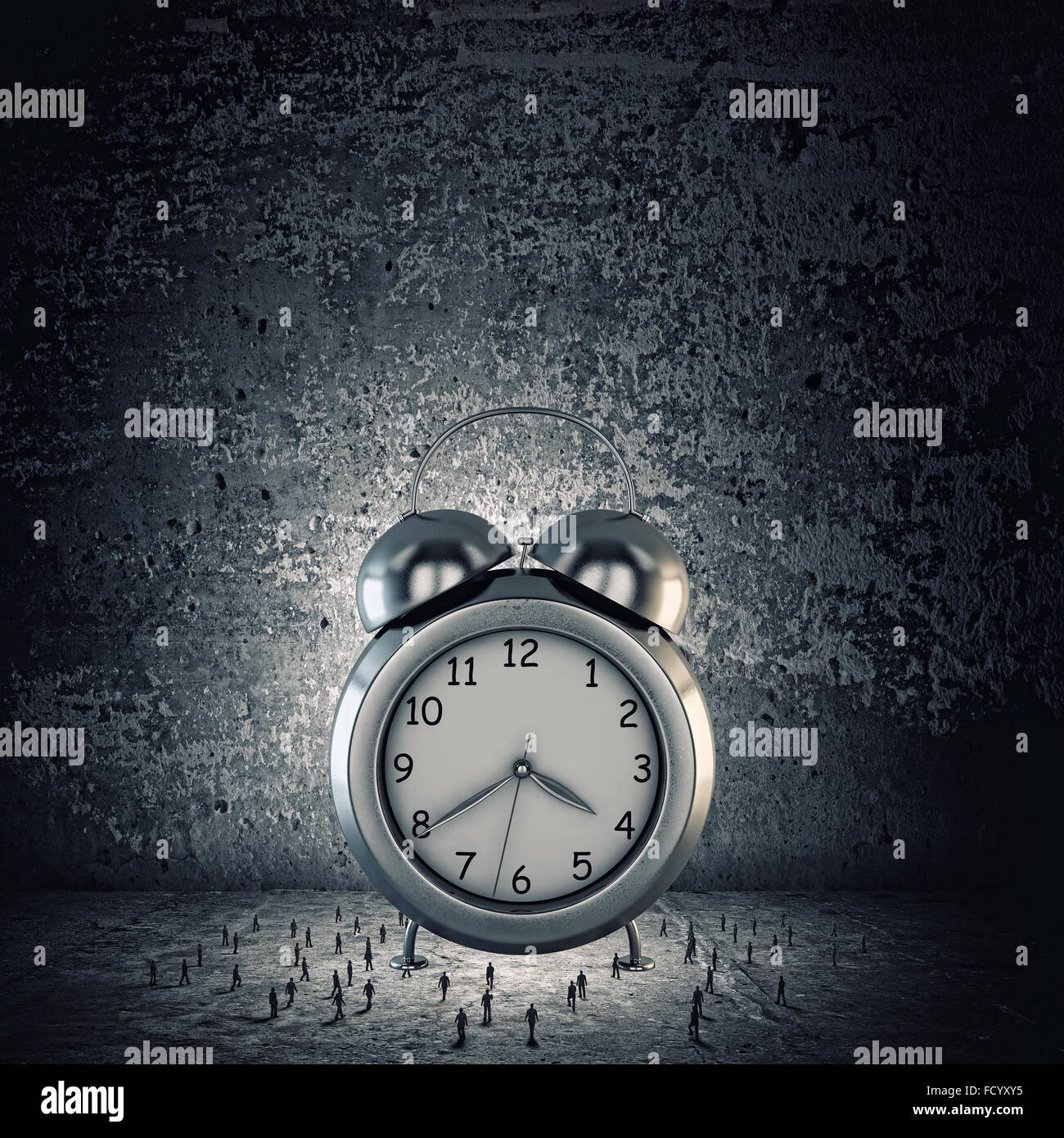 Big old-style clock and many businesspeople around Stock Photo - Alamy