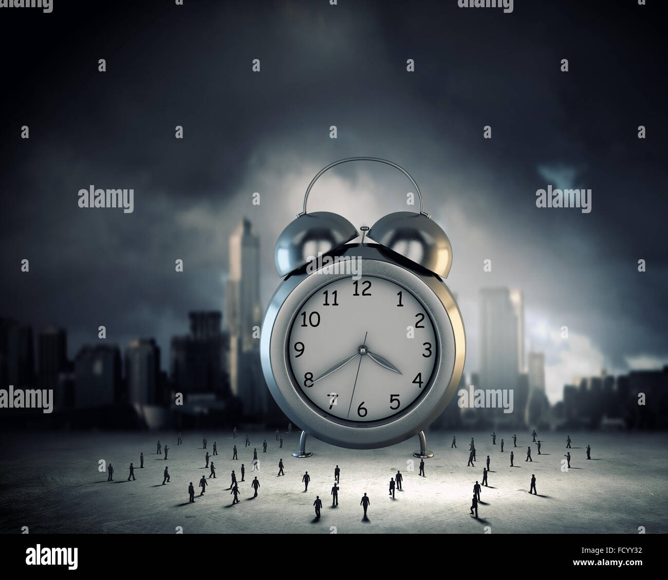 Big old-style clock and many businesspeople around Stock Photo - Alamy