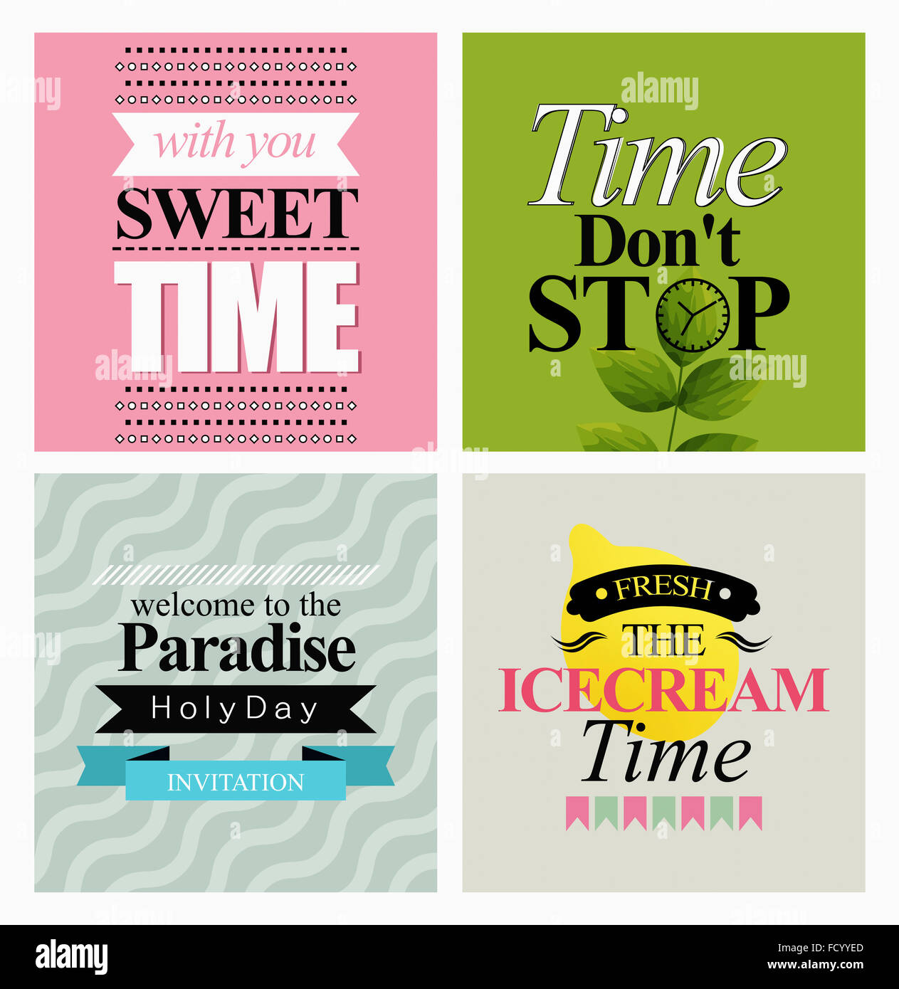 Poster design with typographic message and illustrations Stock Photo ...