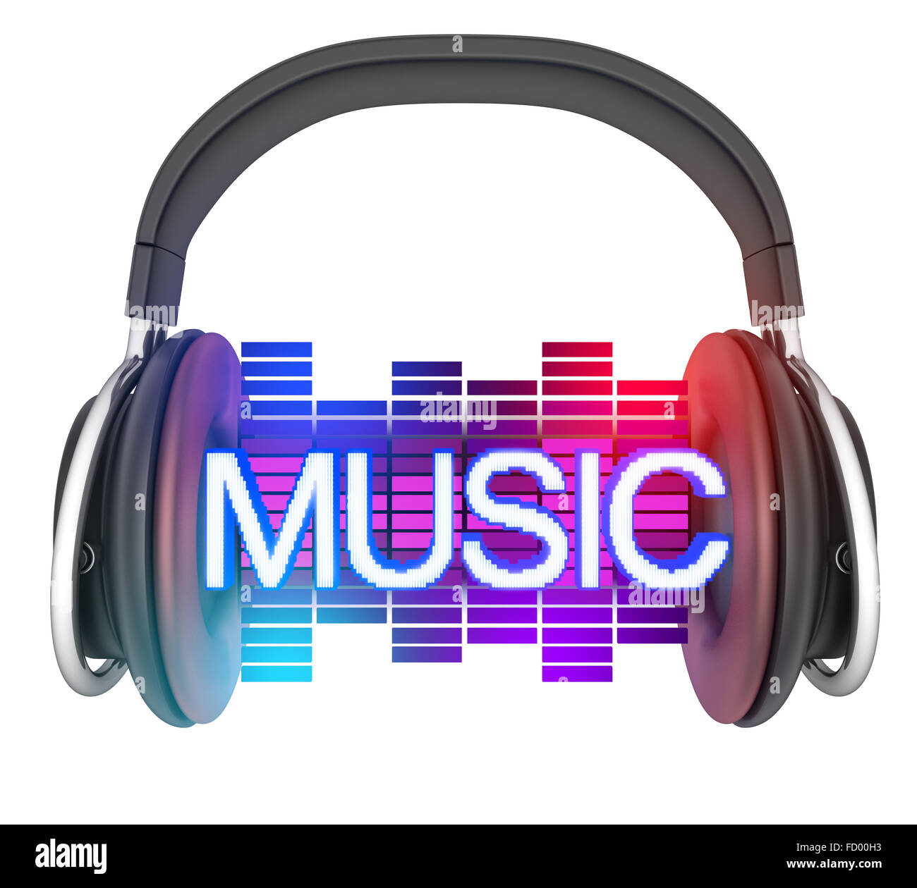 Sybol music and headphone isolated view front (done in 3d Stock Photo ...