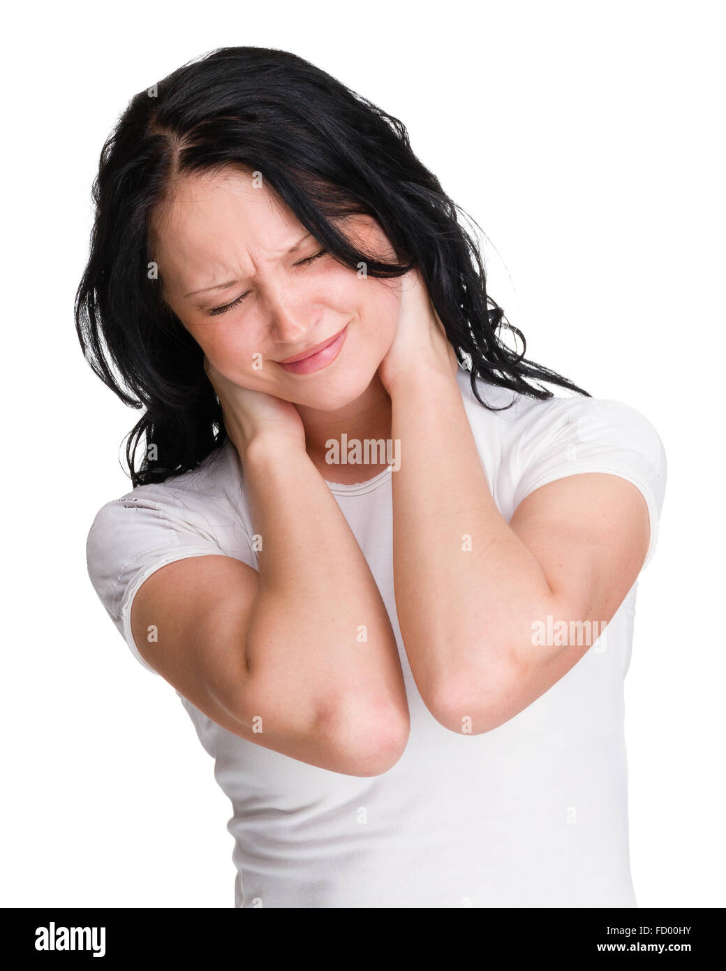 Closeup portrait of sad and depressed woman isolated on white Stock ...