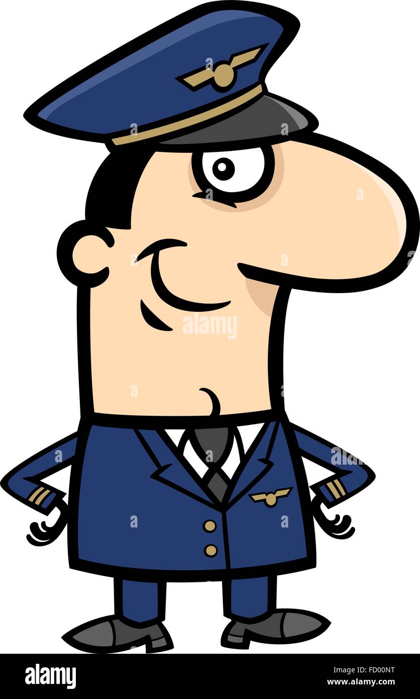 Cartoon Illustration of Airliner Pilot Professional Occupation Stock ...