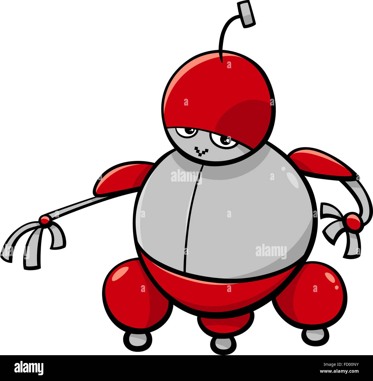 Cartoon Illustration of Cute Robot or Droid Comic Character Stock ...