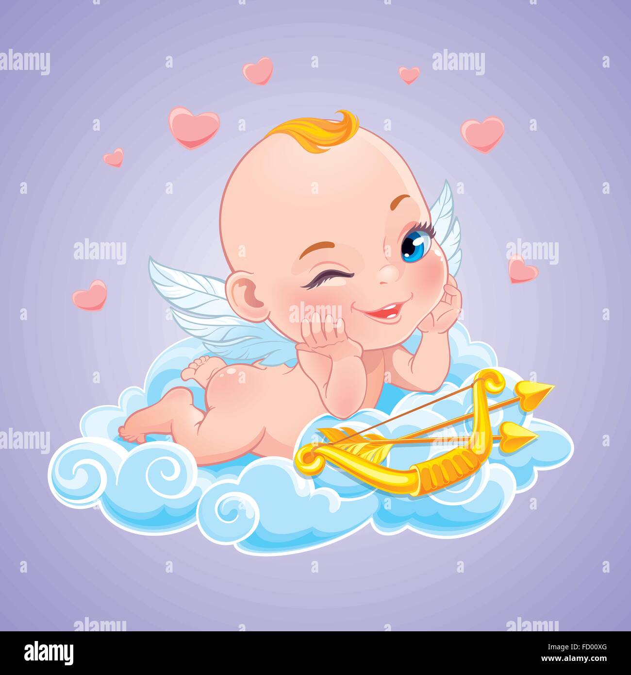 Happy Baby Cupid Laying on Cloud Stock Vector Image & Art - Alamy