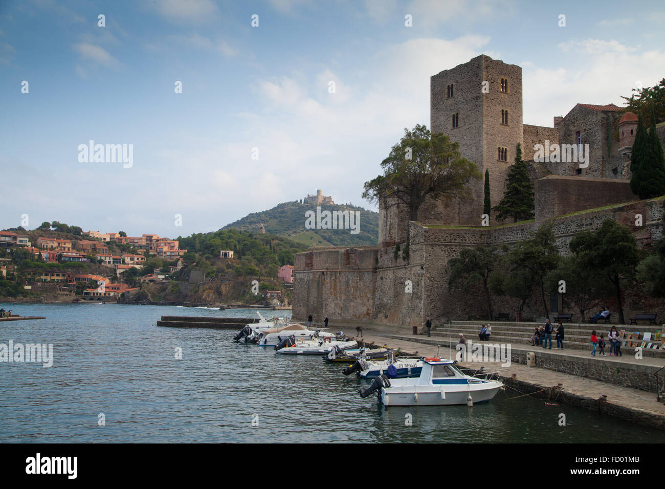 The Royal Castle in Collioure with the Fort Saint Elme in the ...
