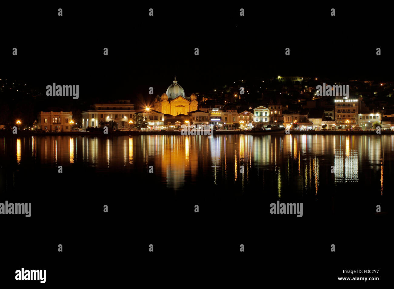 The port of Lesvos island, Greece. Mytilene city and its picturesque ...