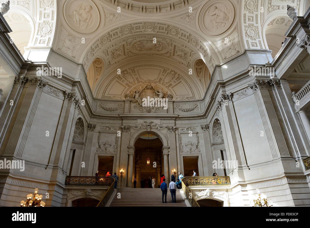 Interior of City Hall in the heart of the Civic Center of San Francisco ...