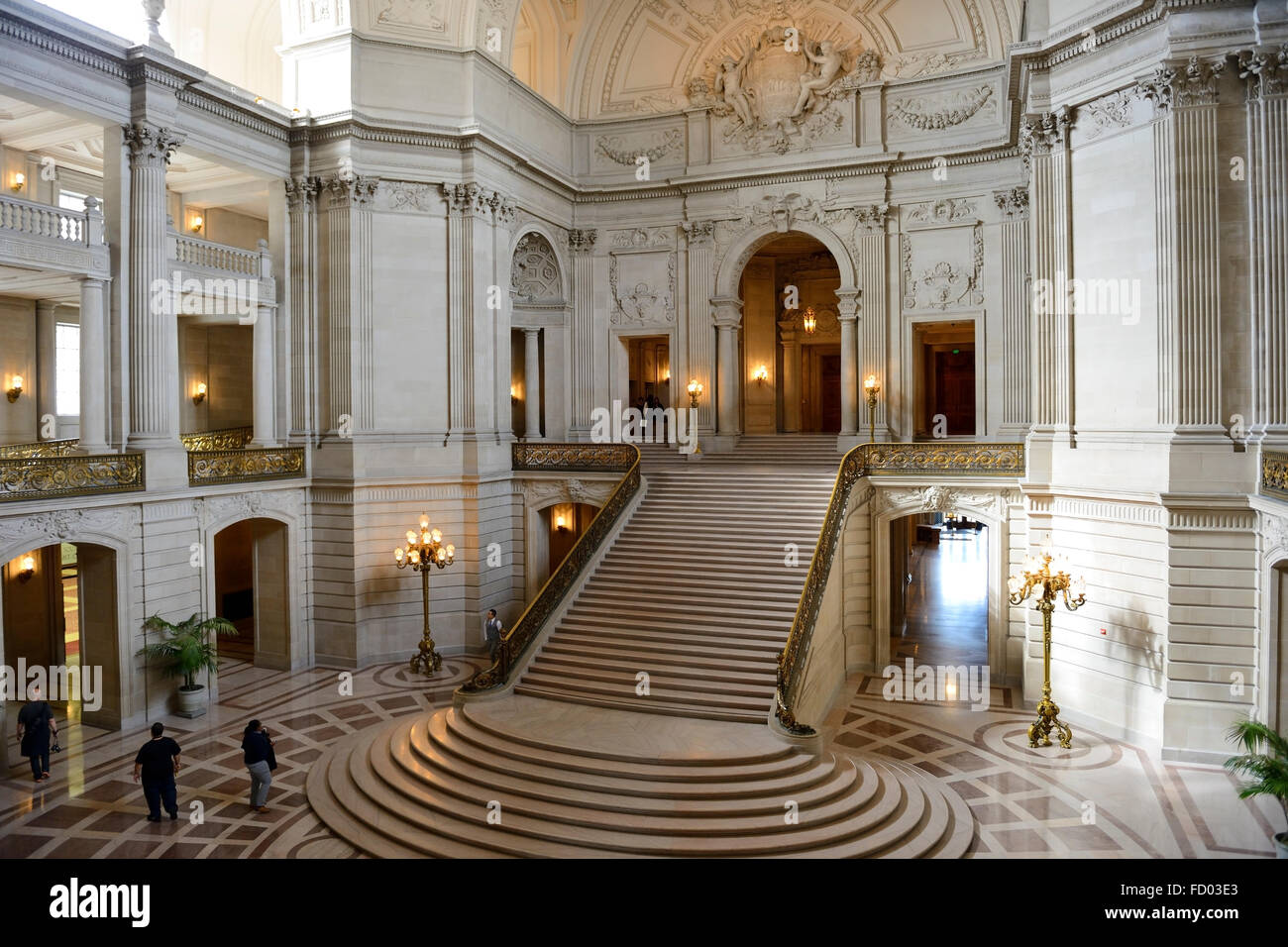 Interior of City Hall in the heart of the Civic Center of San Francisco ...