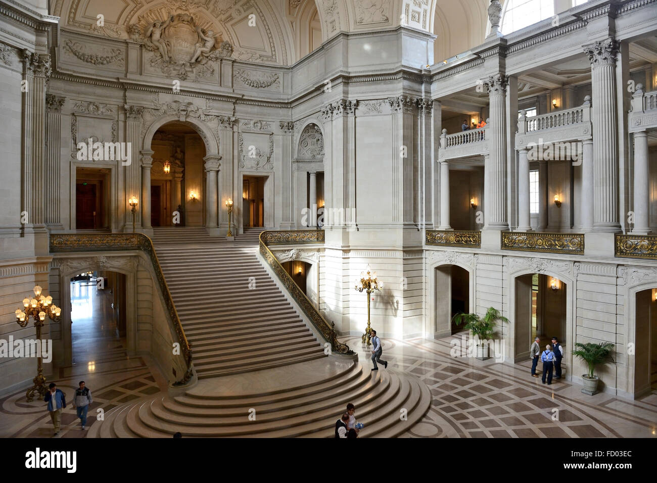 Interior of City Hall in the heart of the Civic Center of San Francisco ...
