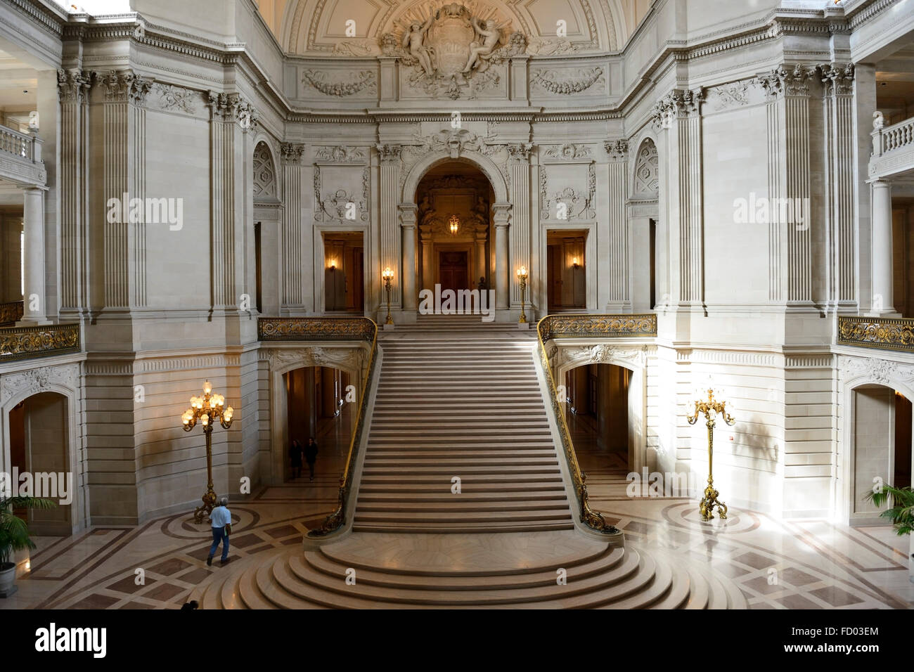 Interior of City Hall in the heart of the Civic Center of San Francisco ...