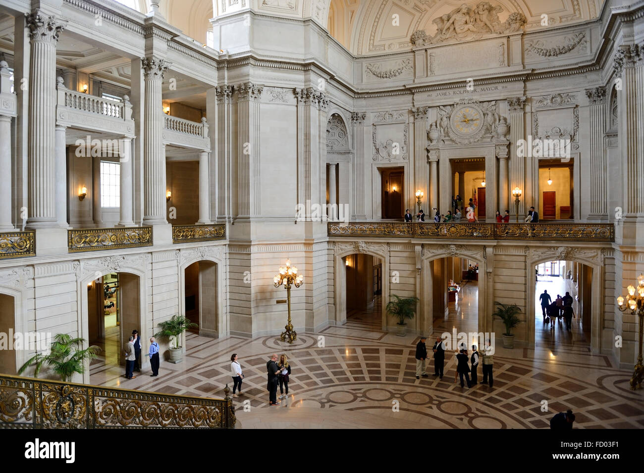 Interior of City Hall in the heart of the Civic Center of San Francisco ...
