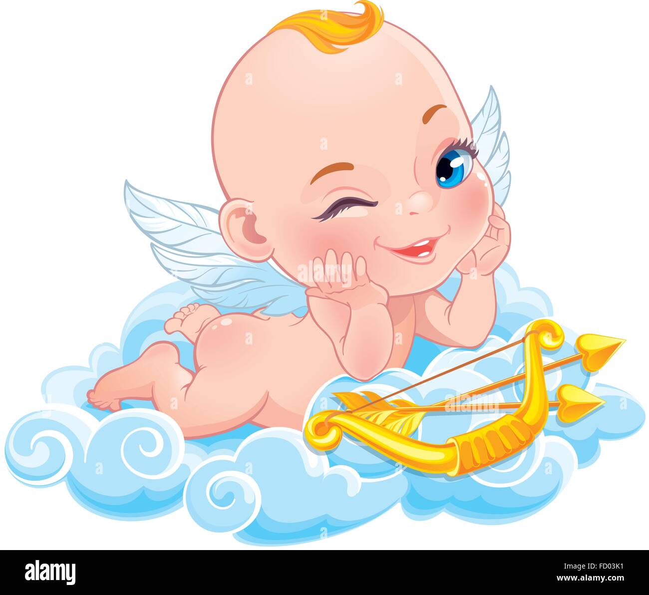 Happy Baby Cupid Laying on Cloud Stock Vector Image & Art - Alamy