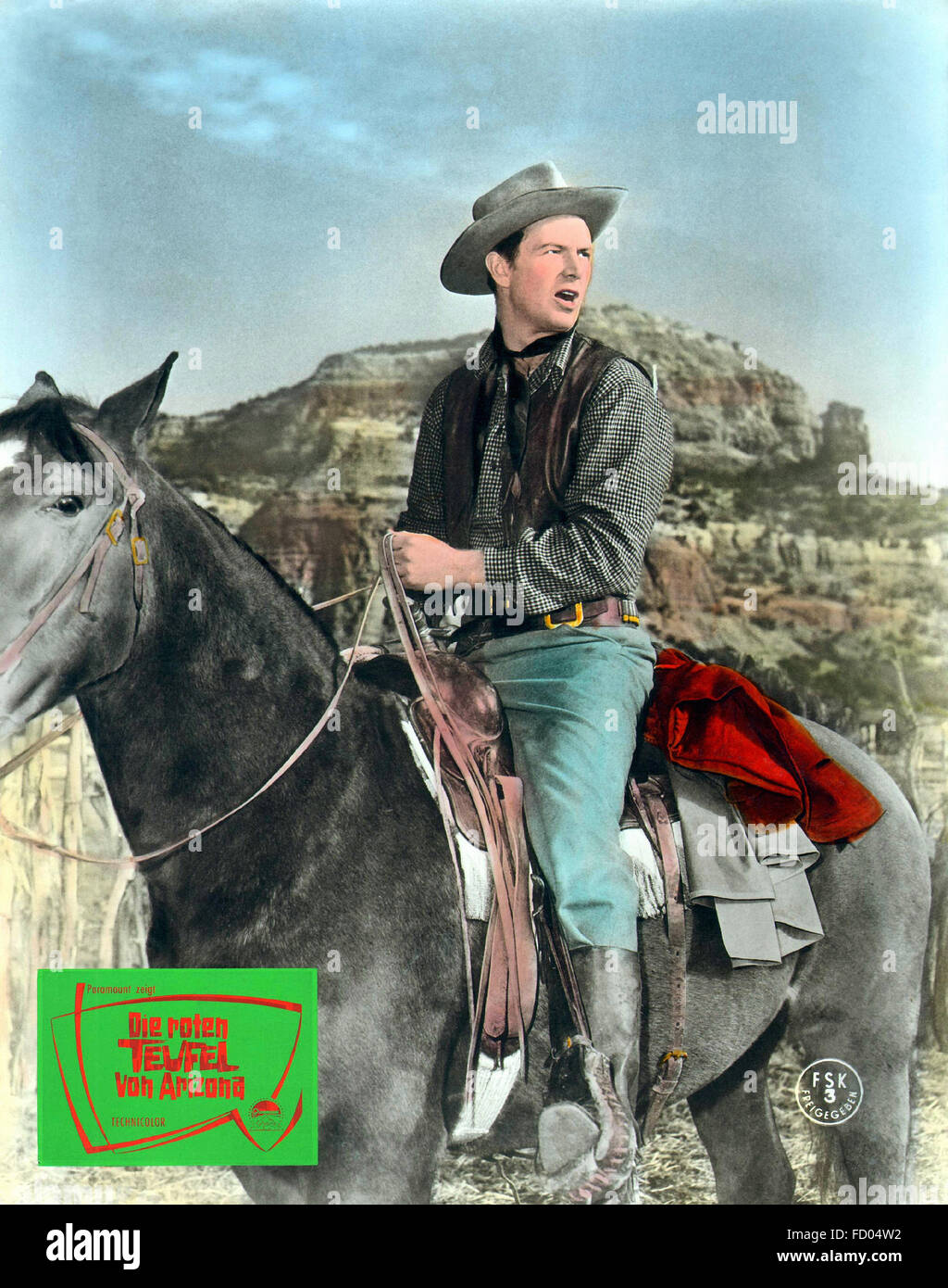 Flaming Feather - German Movie Poster Stock Photo - Alamy