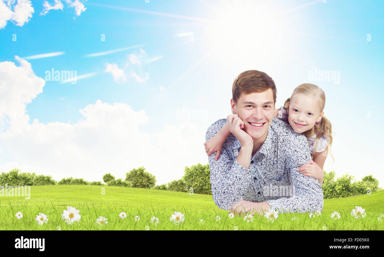 Little daughter hugging her father. Parenting concept Stock Photo - Alamy
