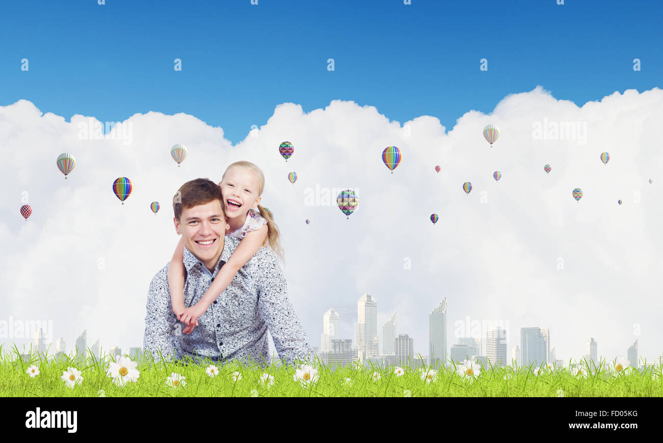 Little daughter hugging her father. Parenting concept Stock Photo - Alamy