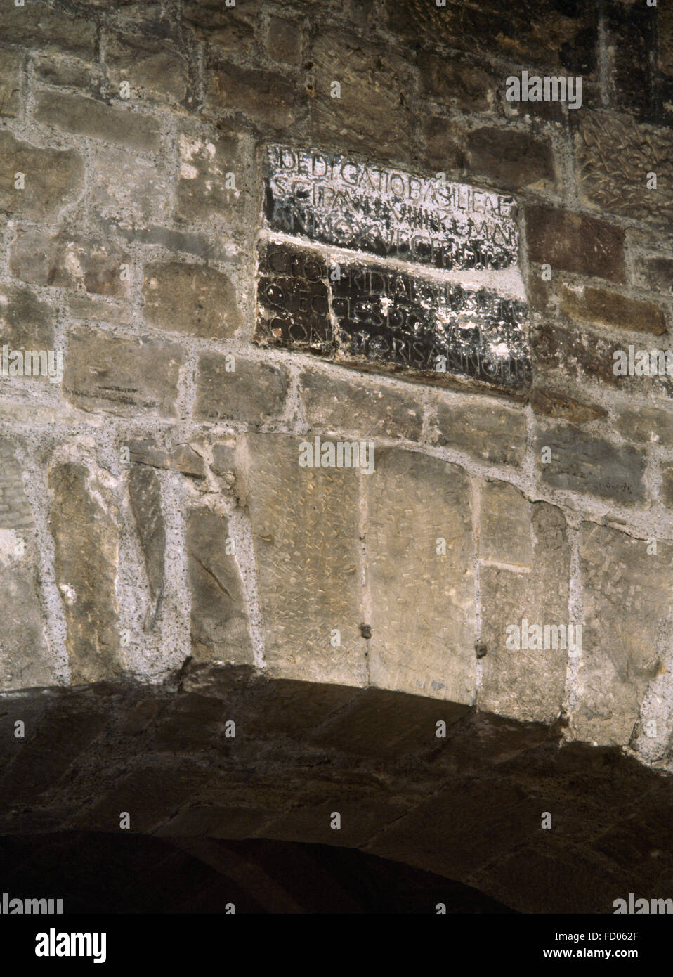 Anglo-Saxon Dedication Stone on W arch of tower, recording dedication ...