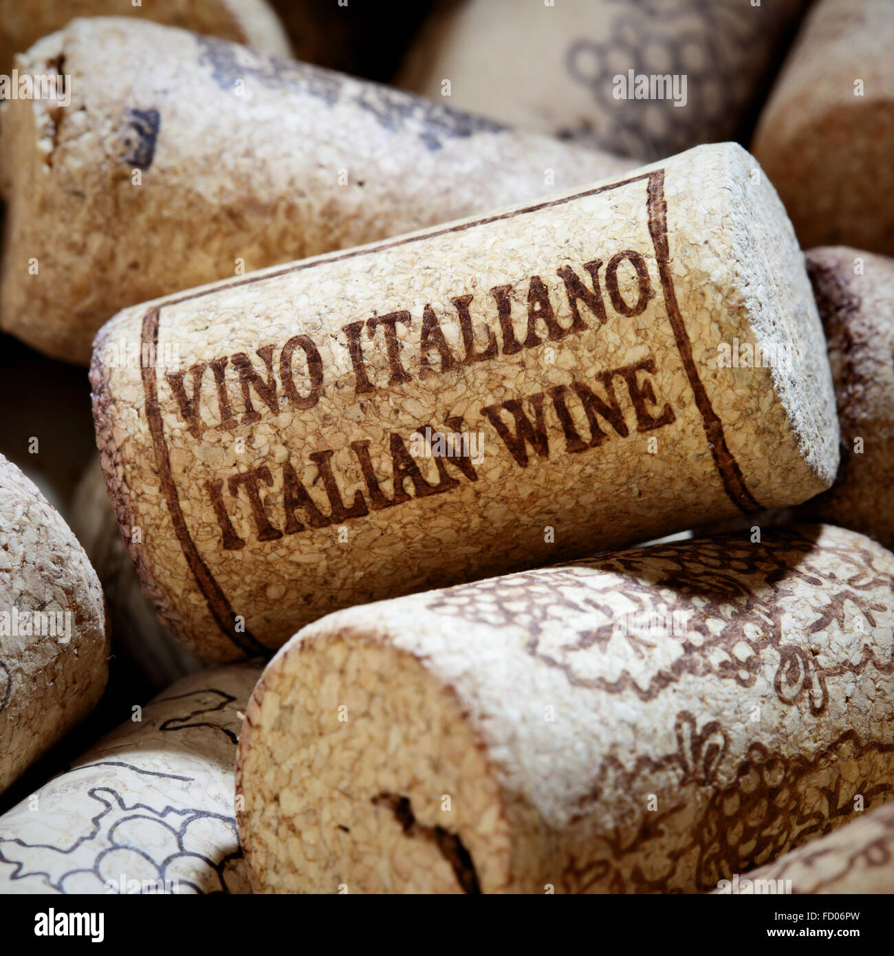 Wine corks with marking Italian wine on one. Shallow DOF! Stock Photo ...