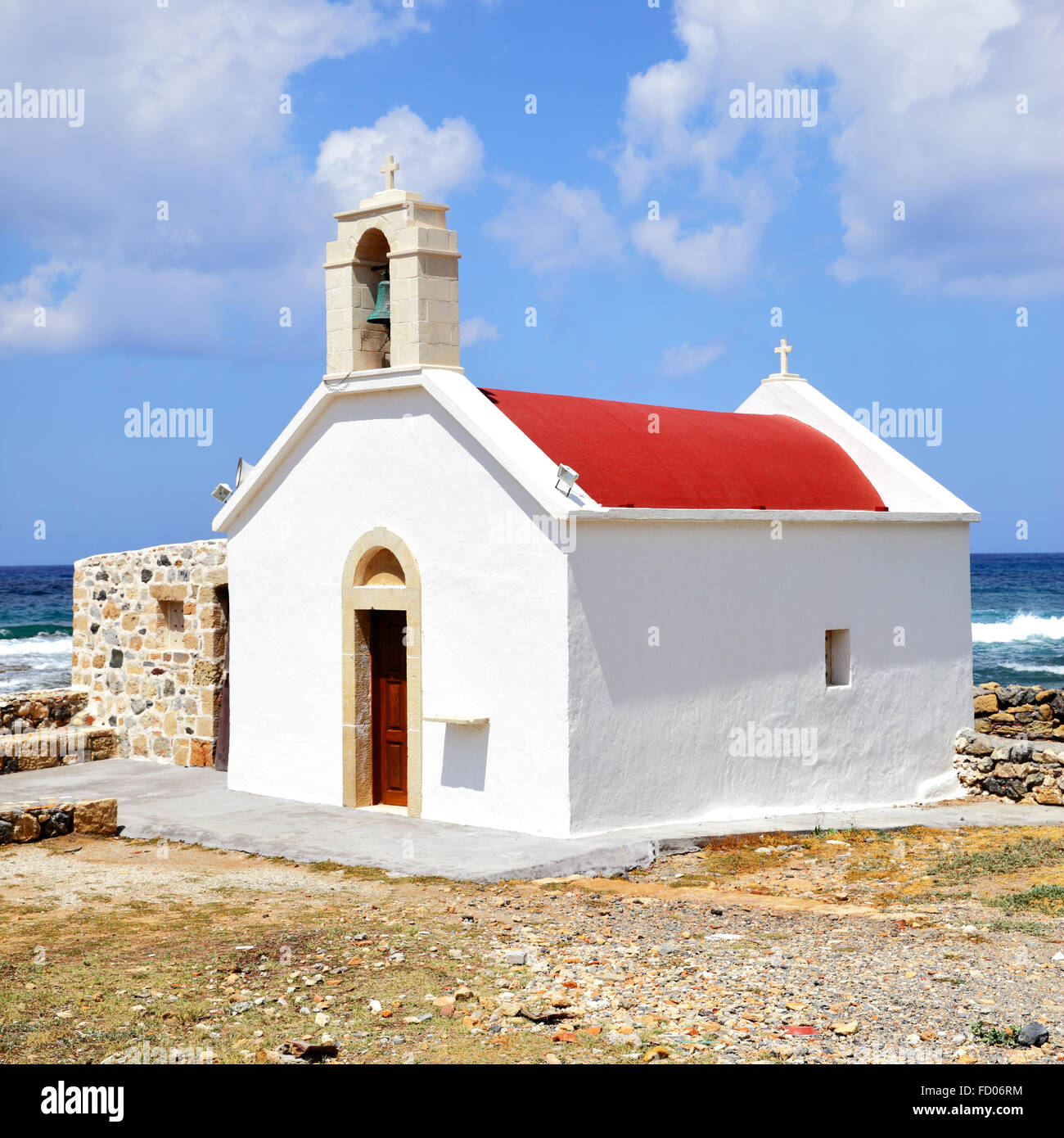 Traditional greek church in Chersonissos, Crete island, Greece Stock ...