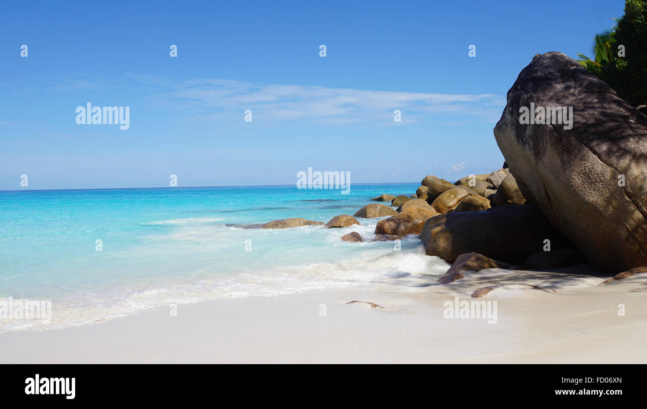 natural tropical beach on praslin island Stock Photo - Alamy