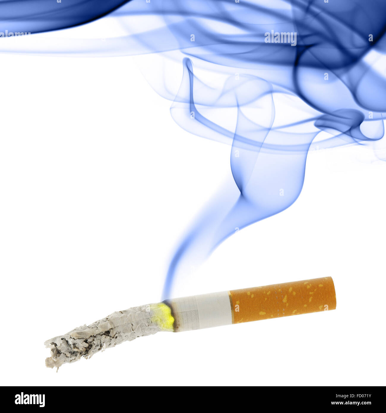 Cigarette with ash and smoke isolated over the white background Stock ...