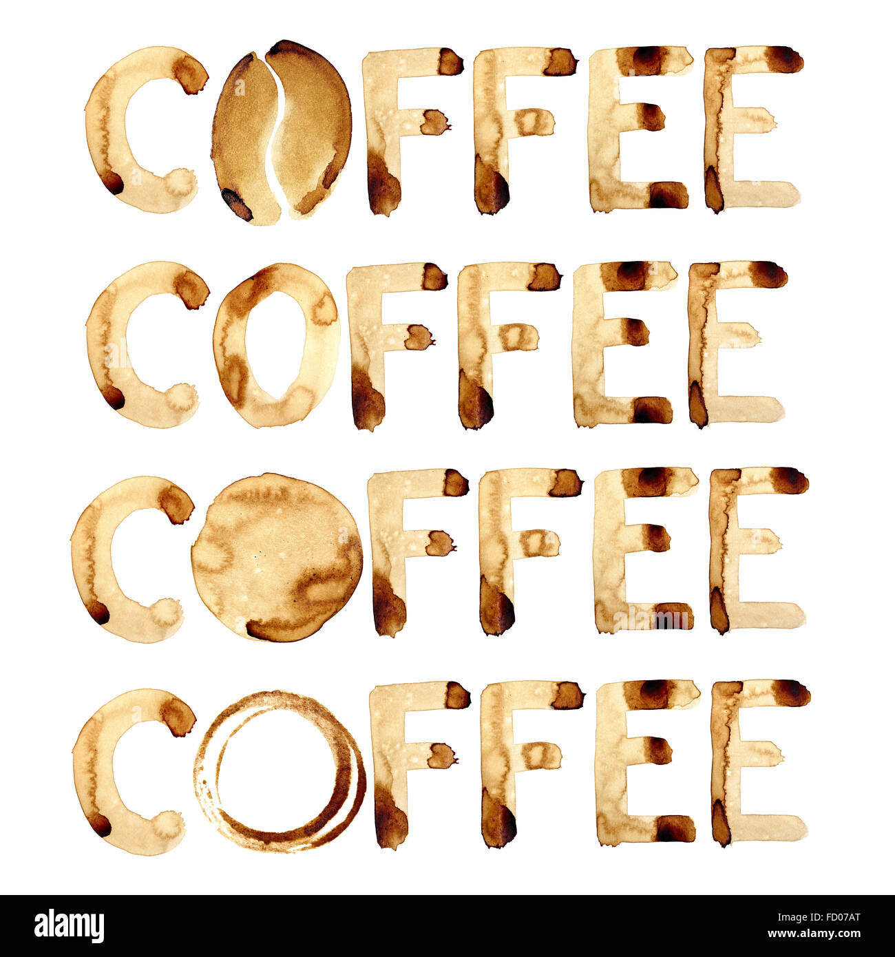Words coffee painted in real coffee Stock Photo - Alamy
