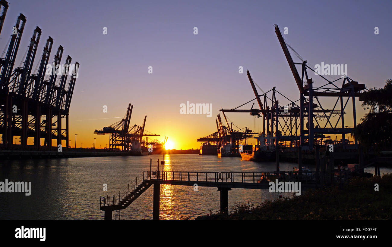 container terminal in the harbor of hamburg in germany Stock Photo - Alamy