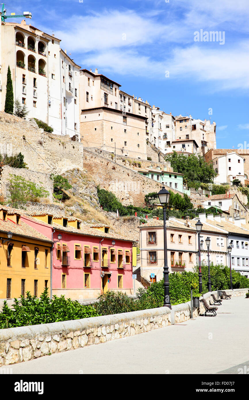 Houses on slope in Cuenca, Castilla La Mancha, Spain Stock Photo - Alamy