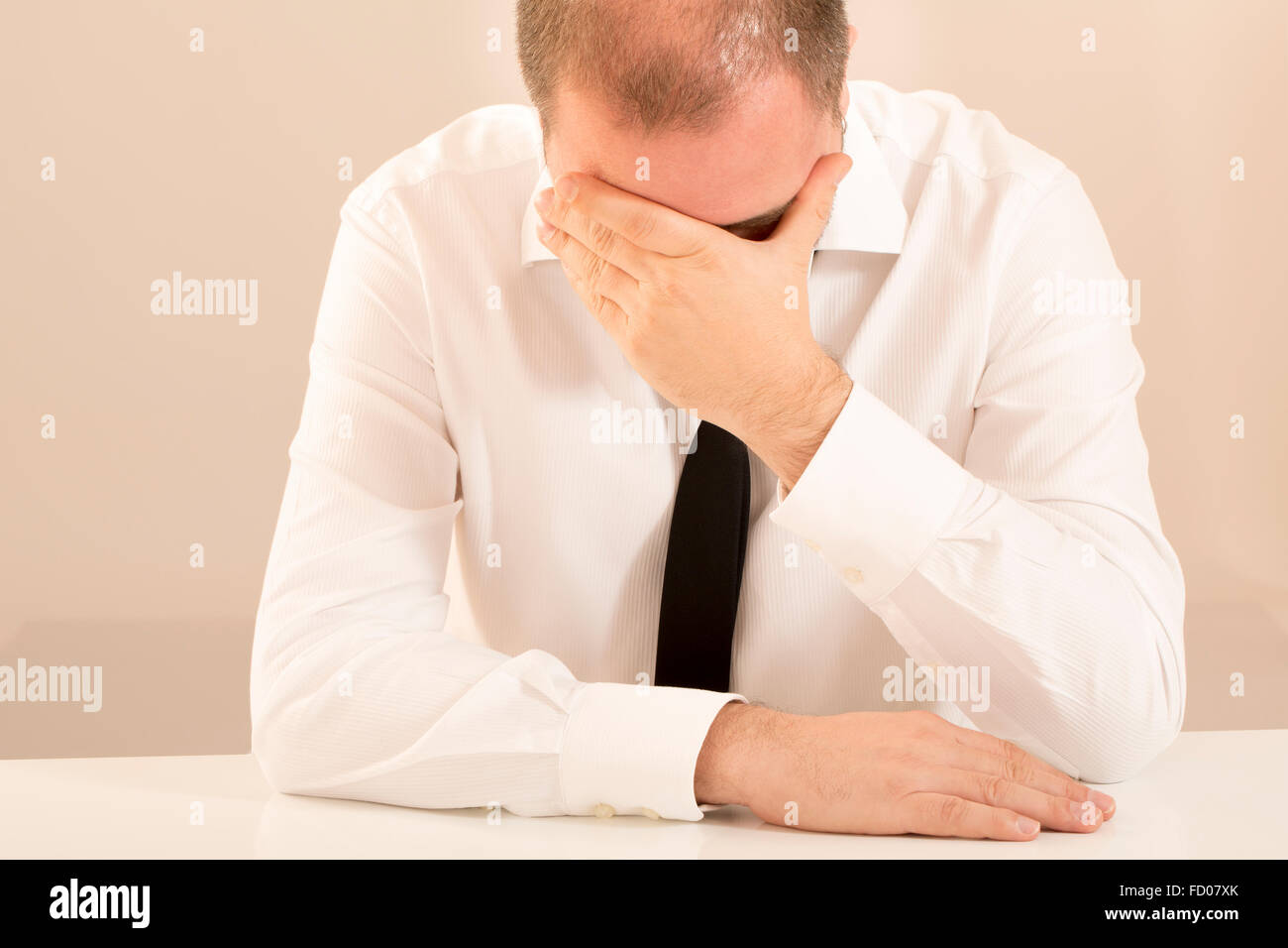 Office sales worker man overworked happy burn out tired Stock Photo - Alamy