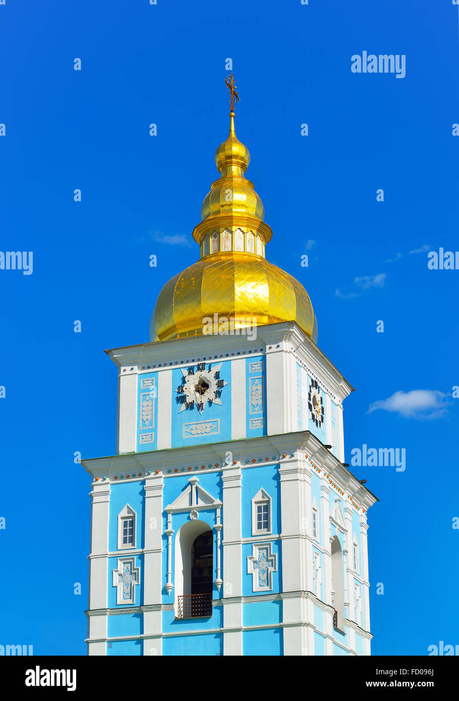 Bell tower and the golden Dome of St. Michael's Cathedrall in Kiev ...