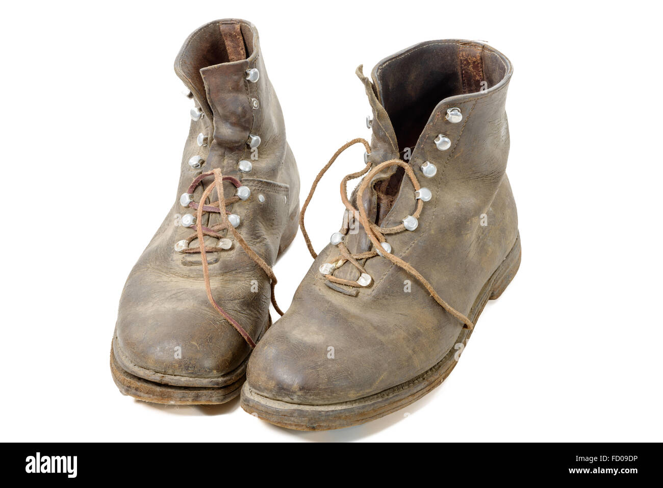 a pair of old WW2 boots military isolated on white background Stock ...