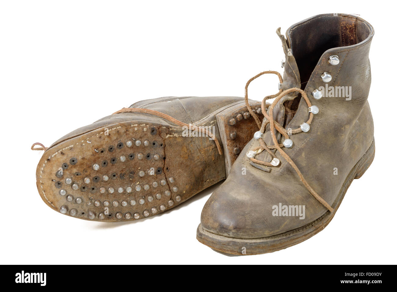 a pair of old WW2 boots military isolated on white background Stock ...