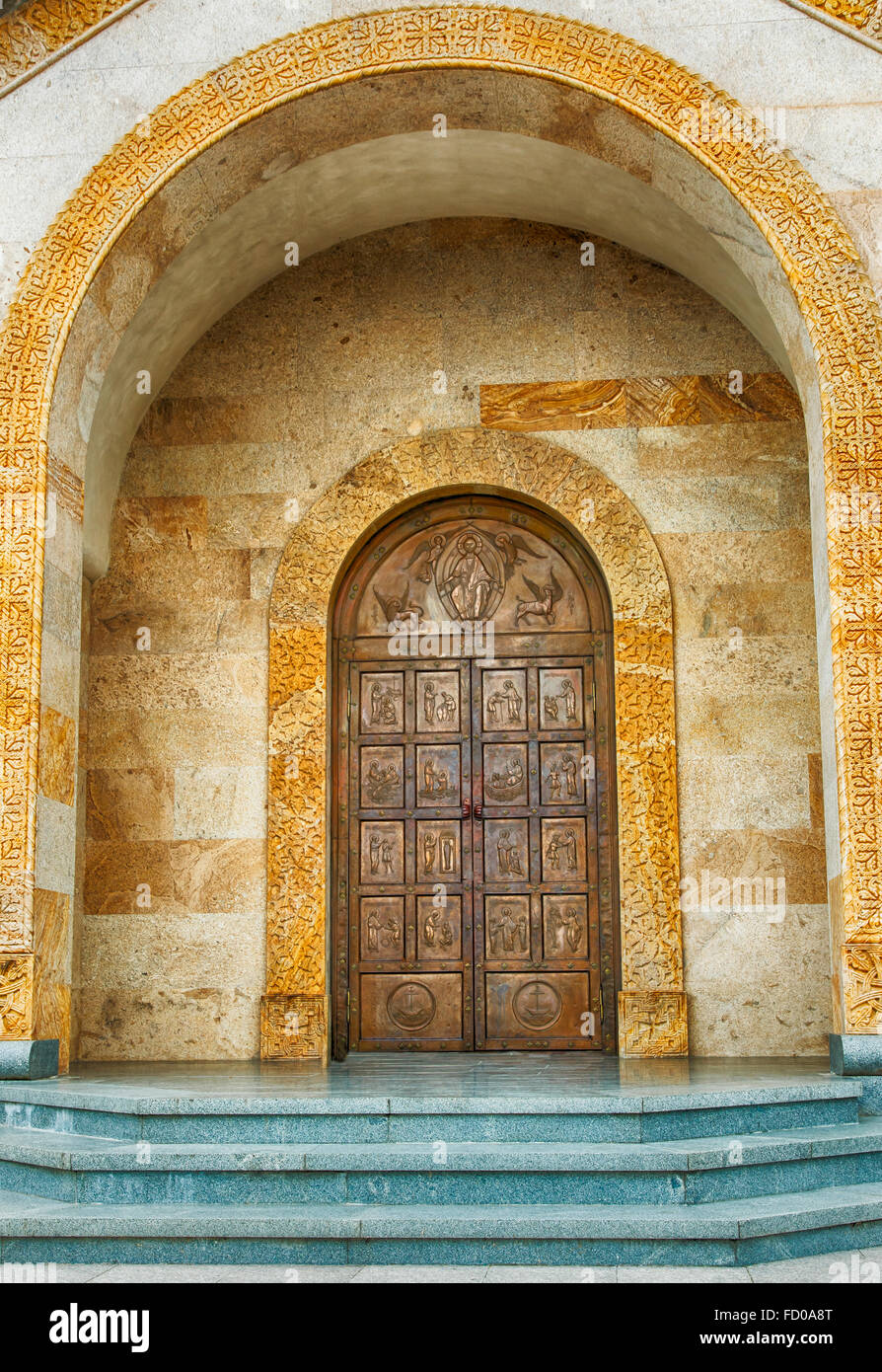 doors of the Church of the Holy Trinity with the image of the saints ...