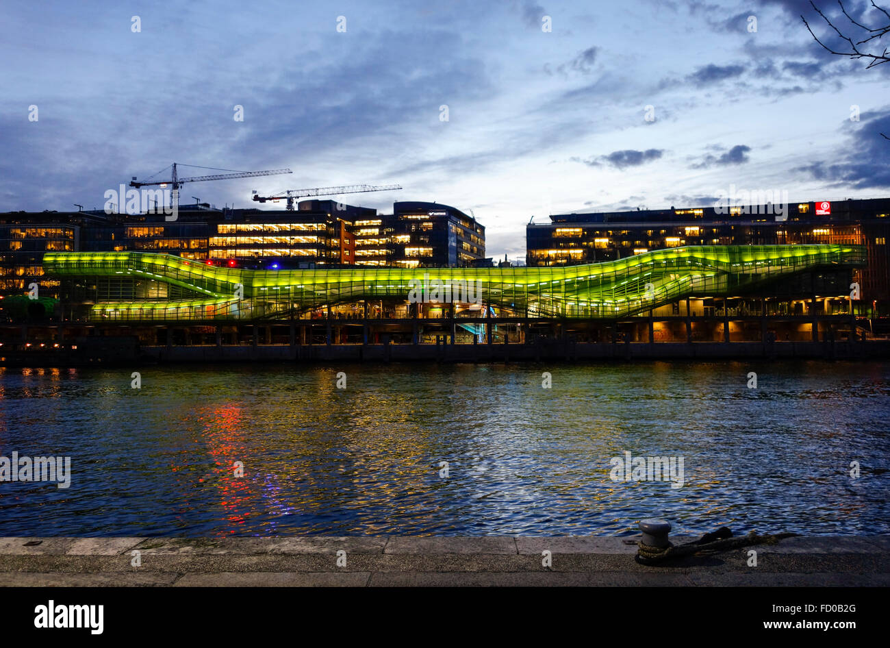 Illuminated building, Les Docks Cité de la Mode et du Design. Institute ...