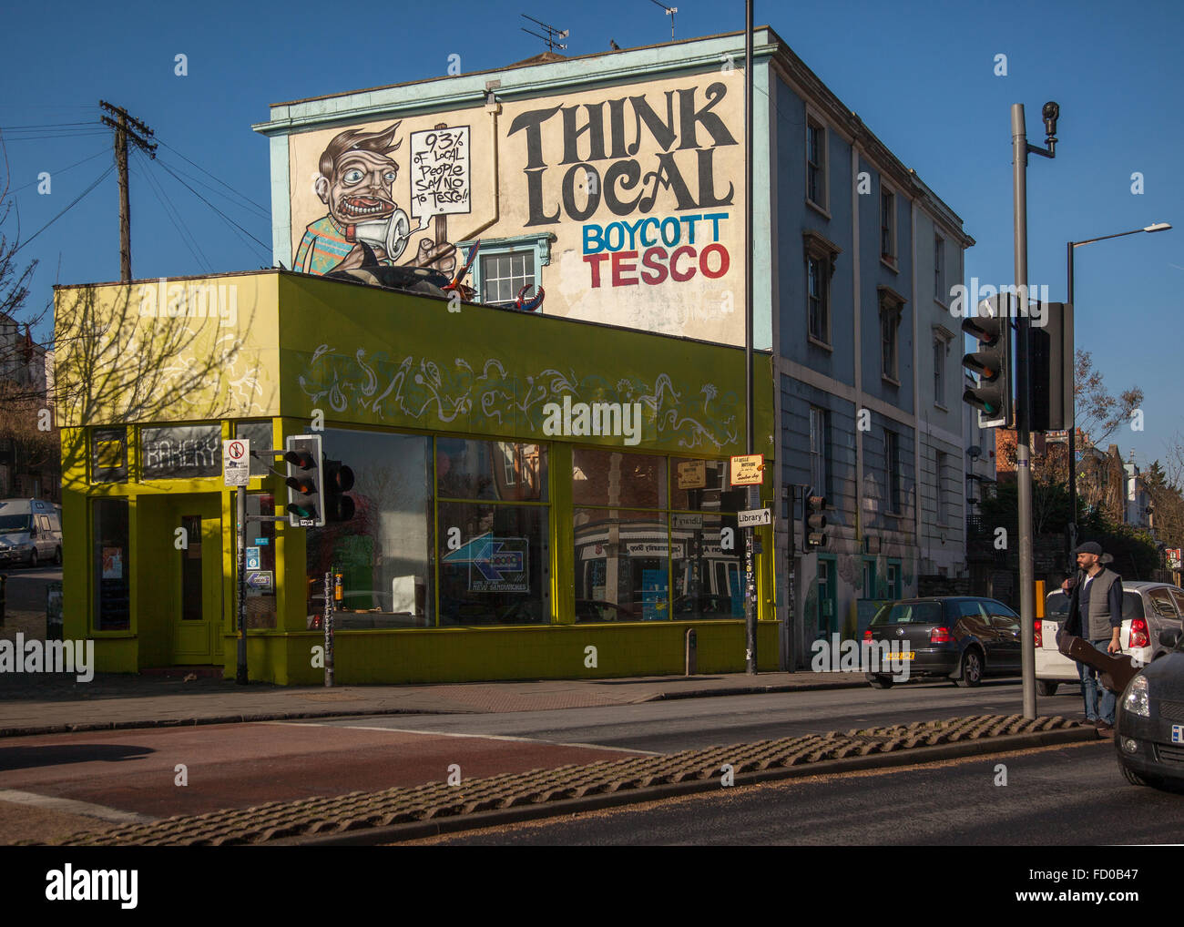 "Boycott Tesco" mural in Stokes Croft, Bristol, England Stock Photo - Alamy